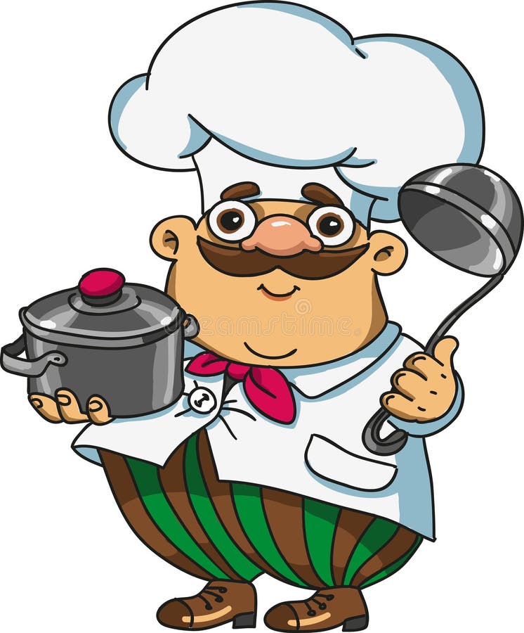 Cook with the Dishes in the Hands of Stock Illustration - Illustration ...