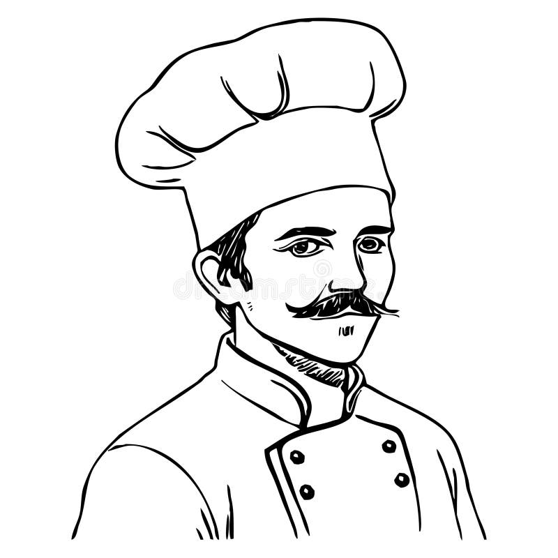 Cook . Fictional Character. Black and White Illustration Stock ...