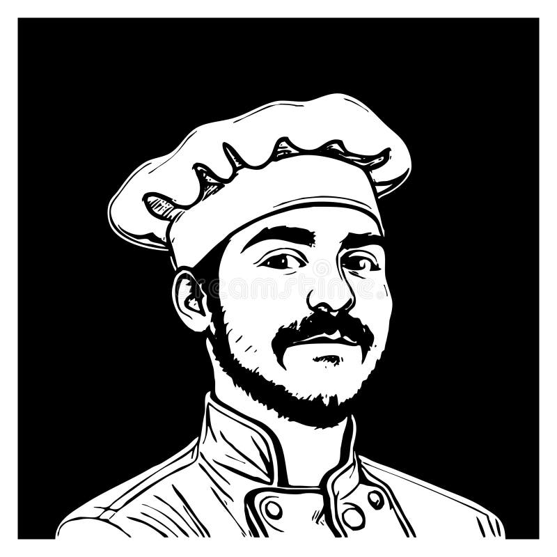 Cook . Fictional Character. Black and White Illustration Stock ...