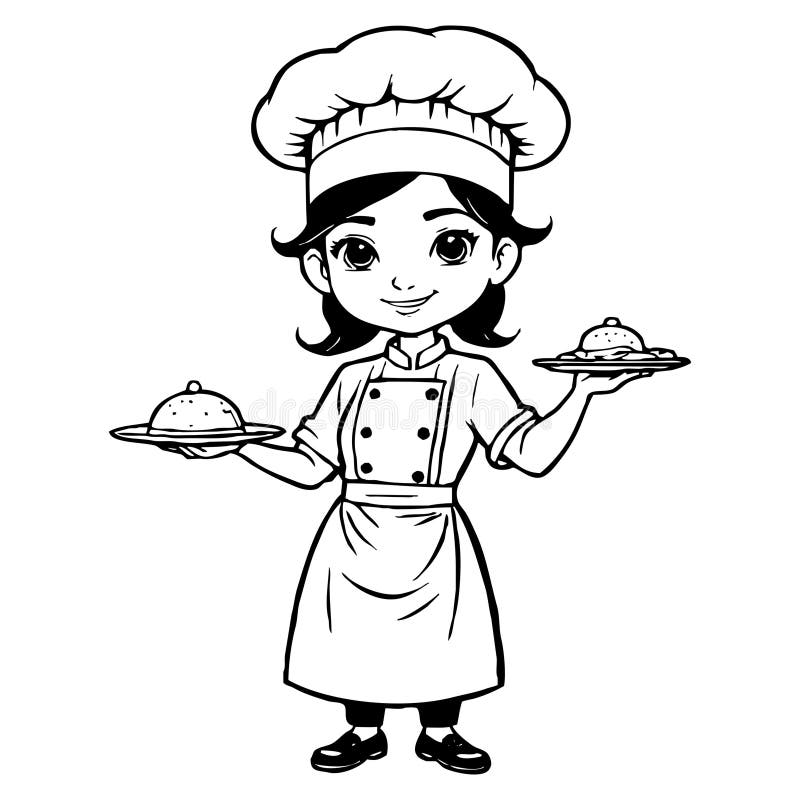 Cook . Fictional Character. Black and White Illustration Stock ...