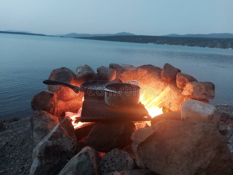 Cook Fire at Abraham Lake Alberta Stock Photo - Image of cook, alberta ...