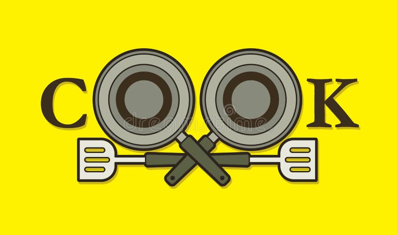 Cook Font Design with Pan and Spatula Stock Vector - Illustration of ...