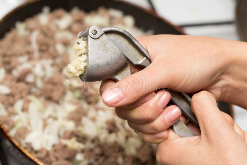 Cook garlic presses stock photo. Image of food, kitchen - 112105776