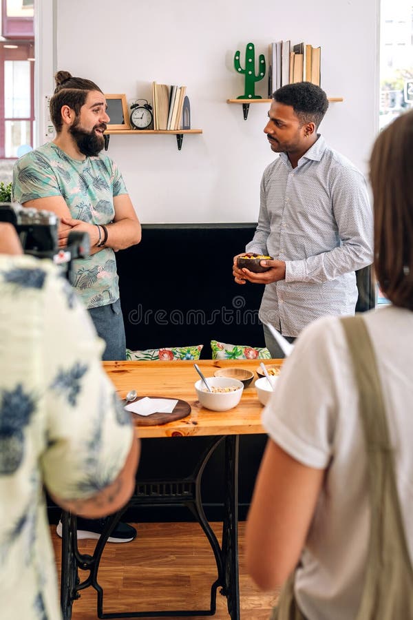 Cook Giving a Streaming Healthy Eating Talk Stock Photo - Image of ...