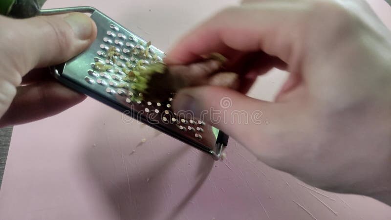 Cook Grating Fresh Ginger Root Stock Footage - Video of condiment ...