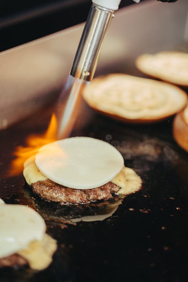 Cook Hands Preparing and Making Hamburger Stock Image - Image of ...
