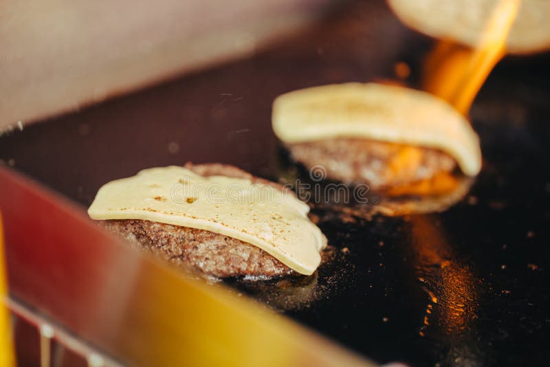 Cook Hands Preparing and Making Hamburger Stock Photo - Image of ...