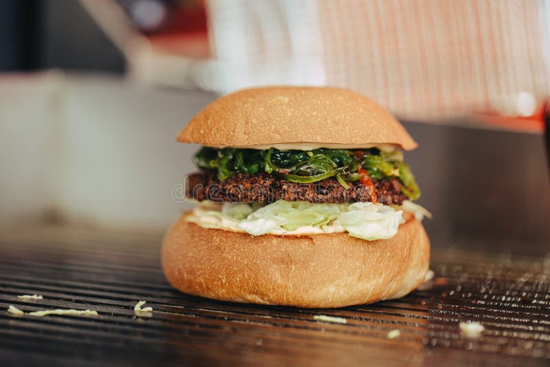 Cook Hands Preparing and Making Hamburger Stock Photo - Image of ...