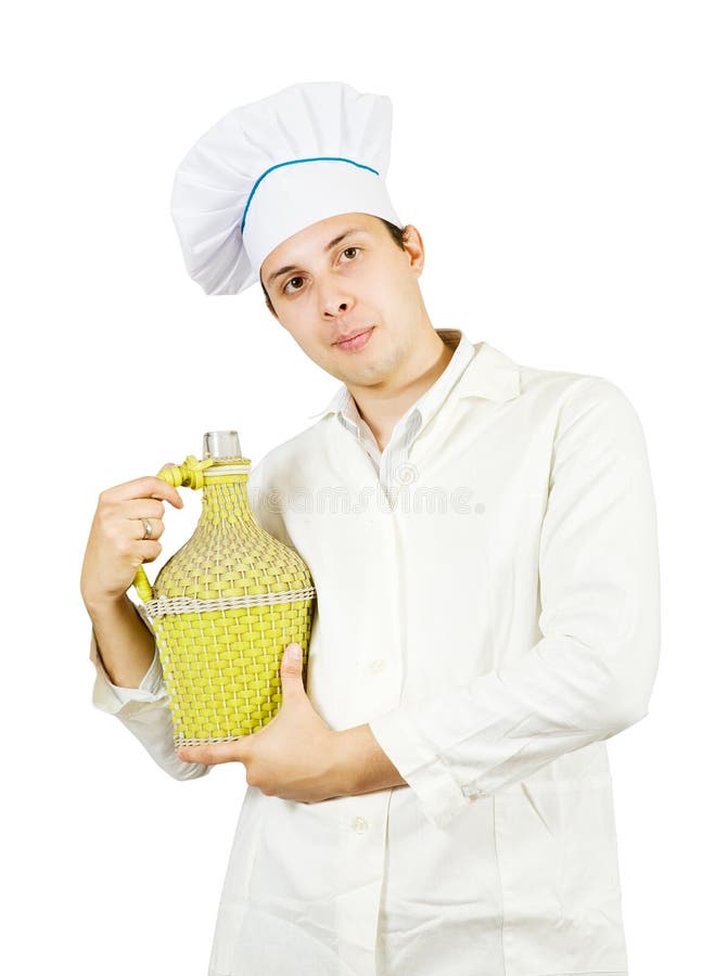 Cook holding large bottle stock photo. Image of kitchener - 16288904