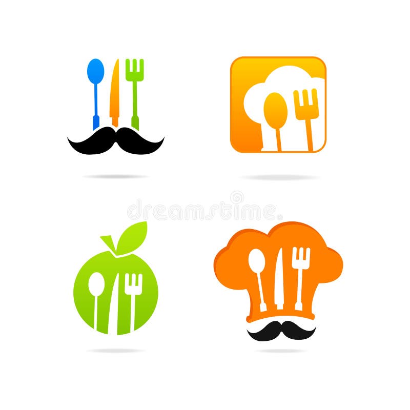 Cook Icon Kitchen Logo Menu Sign Set Stock Vector - Illustration of ...