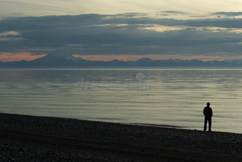 Cook Inlet Beach Sunset with a Stock Photo - Image of tranquil ...
