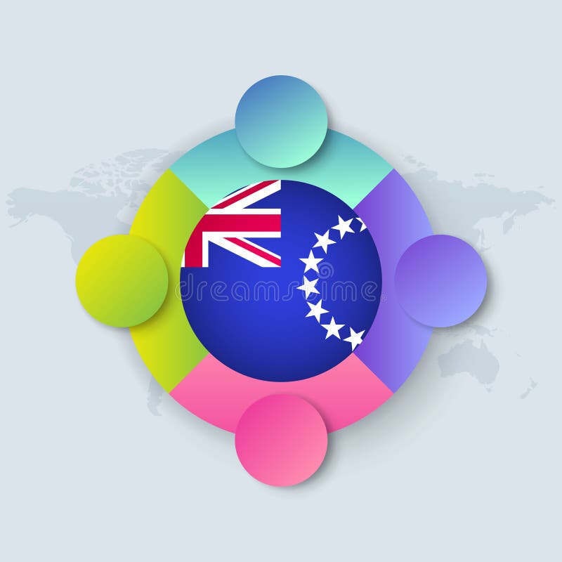 Cook Island Flag with Infographic Design Isolated on World Map Stock ...