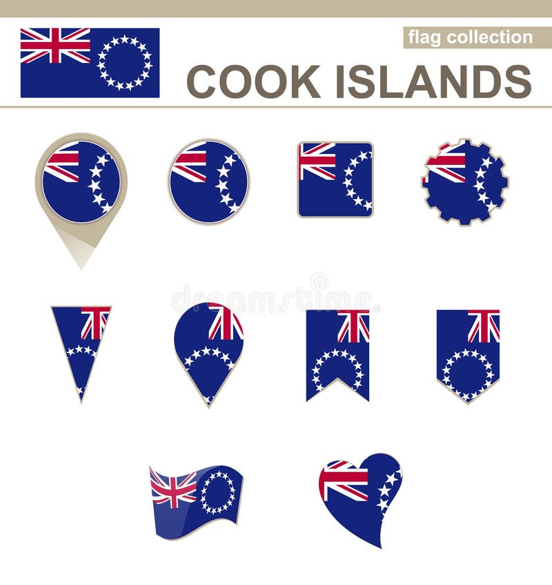 Cook Islands Flag Collection Stock Vector - Illustration of vector ...