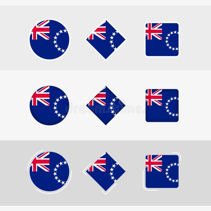 Cook Islands Flag Icons Set, Vector Flag of Cook Islands Stock Vector ...
