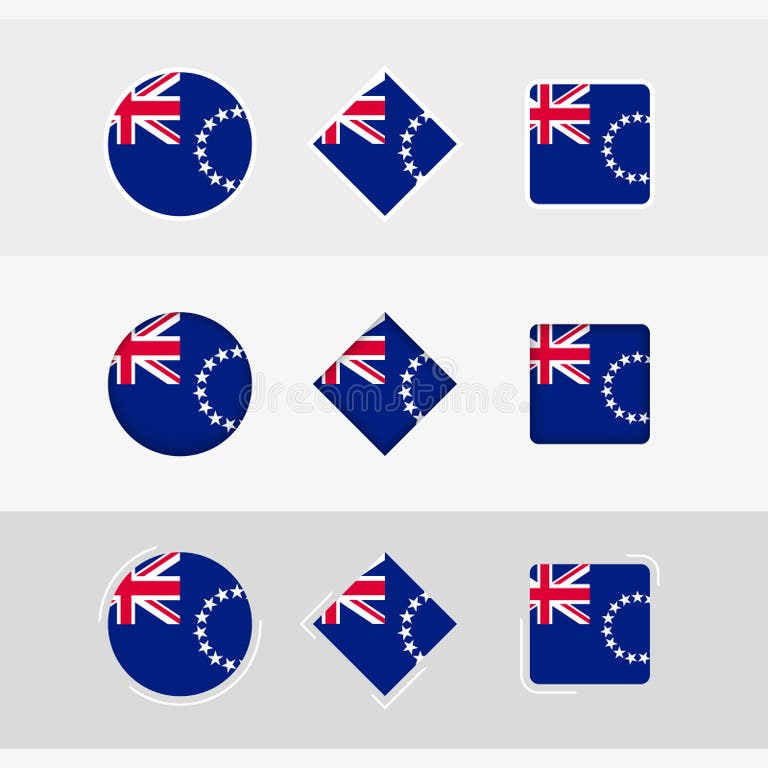 Cook Islands Flag Icons Set, Vector Flag of Cook Islands Stock Vector ...
