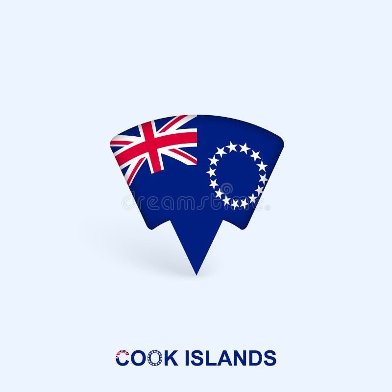 Cook Islands Flag Map Pointer Design with Shadow Stock Vector ...