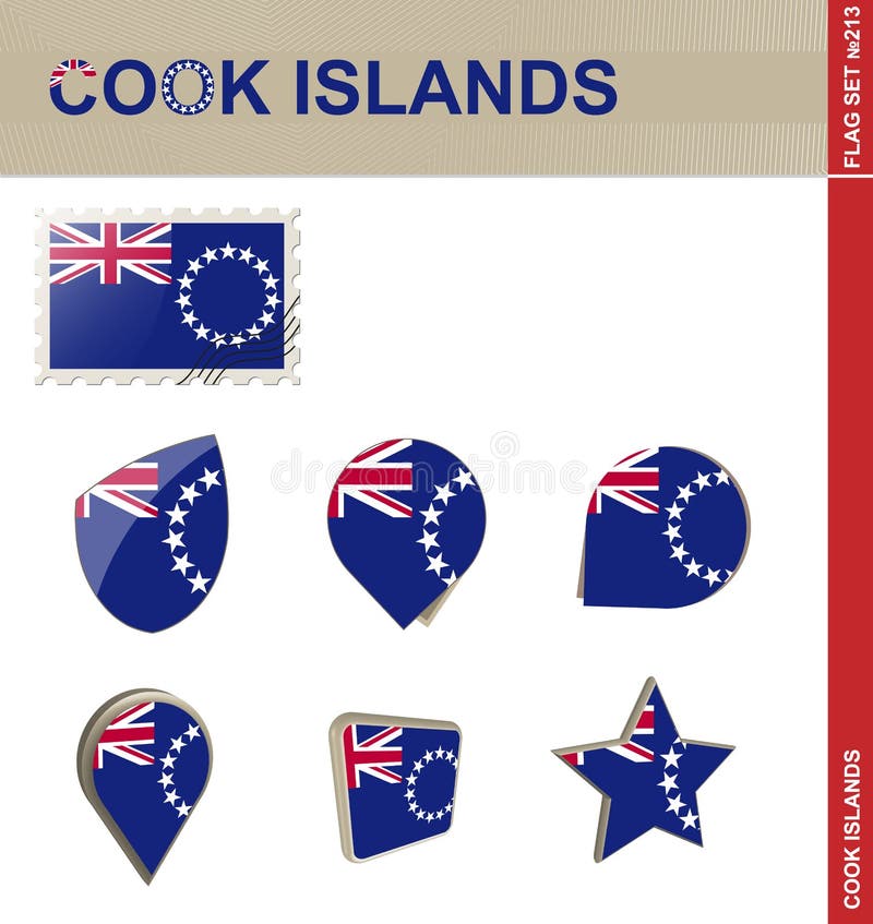 Cook Islands Flag Set, Flag Set #213 Stock Vector - Illustration of ...