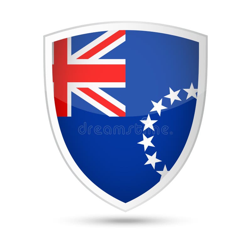 Cook Islands Flag Vector Shield Icon Stock Illustration - Illustration ...