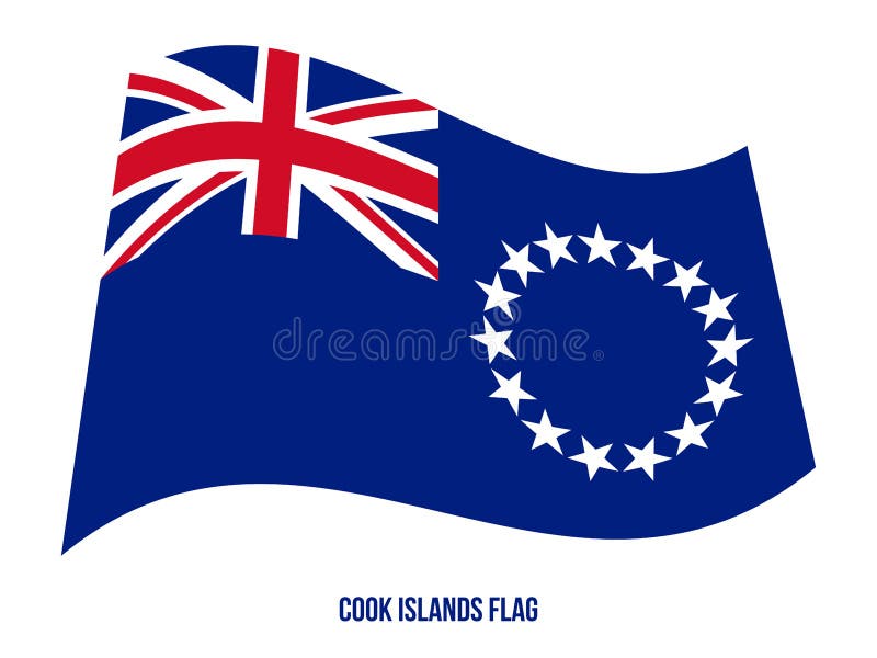 Cook Islands Flag Waving Vector Illustration on White Background. Cook ...