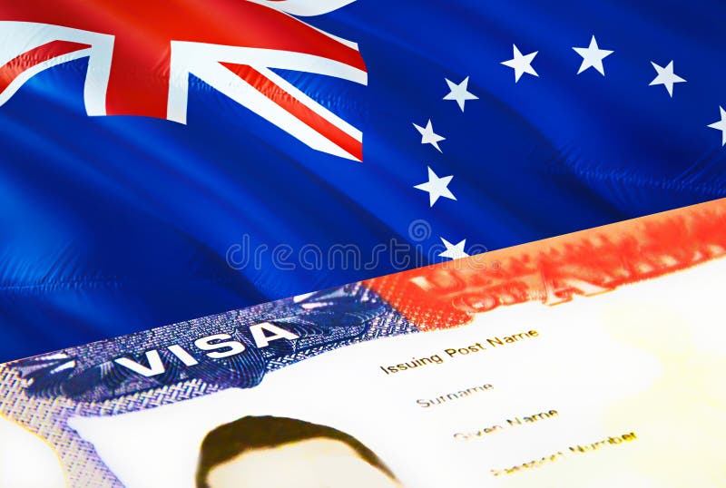 Cook Islands Immigration Document Close Up Passport Visa On Cook