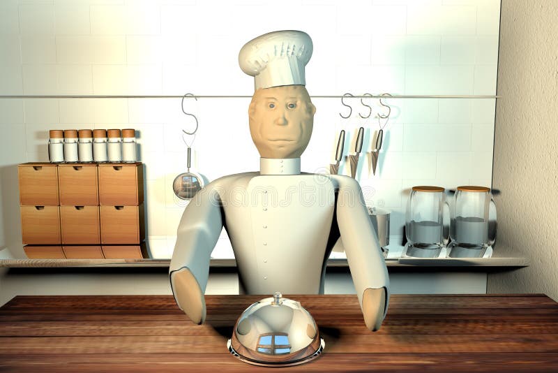Cook in the Kitchen, 3d Rendering Stock Illustration - Illustration of ...