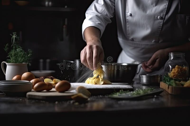 The Cook in the Kitchen Prepares Fresh Food. Generative Ai Stock ...