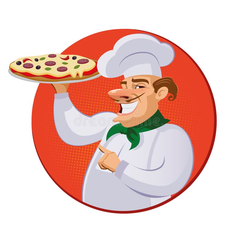 Cook in the Kitchen Preparing a Pizza. Stock Vector - Illustration of ...