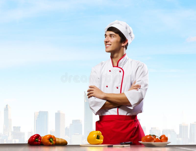 Cook at kitchen stock image. Image of food, culinary - 42125909