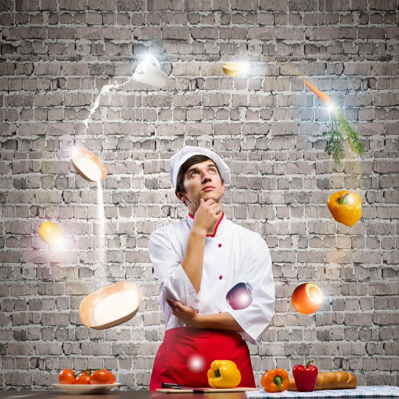 Cook at kitchen stock image. Image of pepper, cook, cooking - 41642577