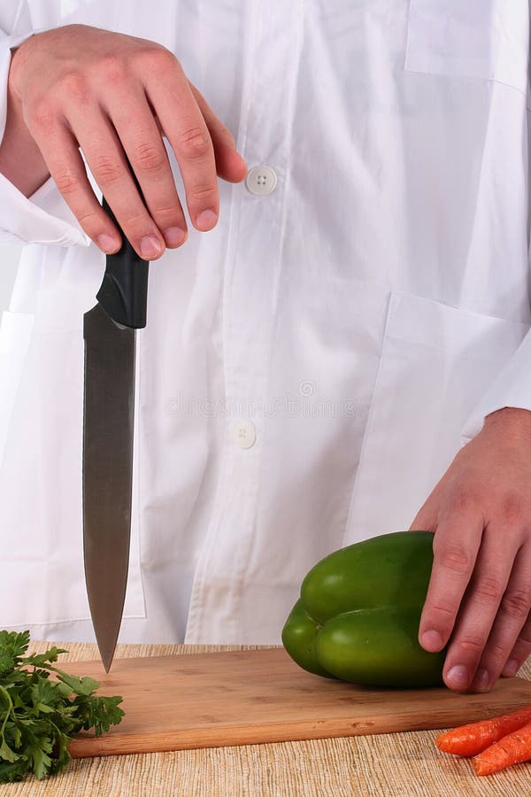 Cook with a knife stock image. Image of human, cutting - 12910919