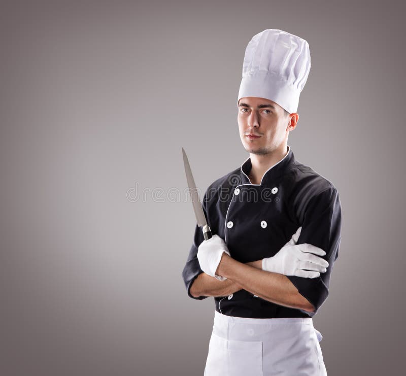 Cook with Knife, Front View. 3D Rendering and Photo. High Resolution ...