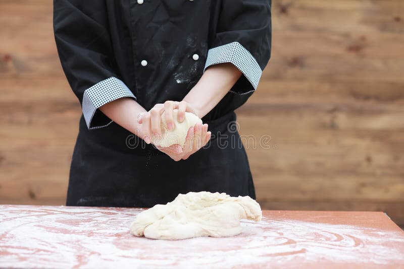The Cook Makes Flour for Baking on the Table Stock Photo - Image of ...