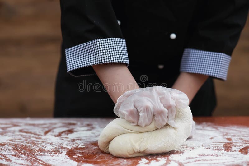 The Cook Makes Flour for Baking on the Table Stock Image - Image of ...
