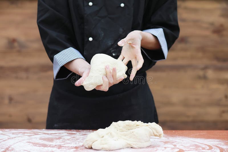 The Cook Makes Flour for Baking on the Table Stock Image - Image of ...