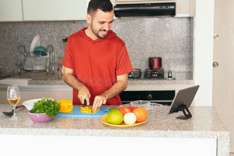 Cook Making a Video Call while Cooking in the House Stock Image - Image ...
