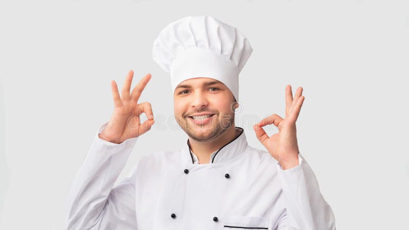 Smiling Cook Guy Holding Plate Standing Over Yellow Background ...