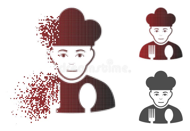 Dispersed Dotted Halftone Cook Man Icon with Face Stock Vector ...