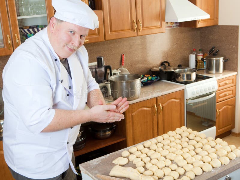 Cook man in kitchen stock image. Image of white, person - 12326077