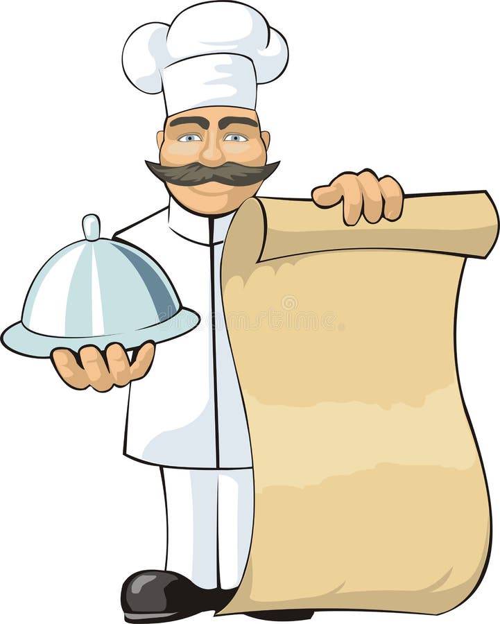 Cook with menu stock vector. Illustration of cook, profession - 13570853