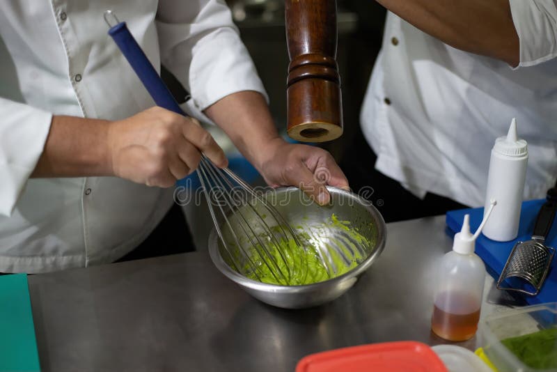 Cook Mixing Eggs and Agar Agar. Whisk Eggs Stock Image - Image of food ...