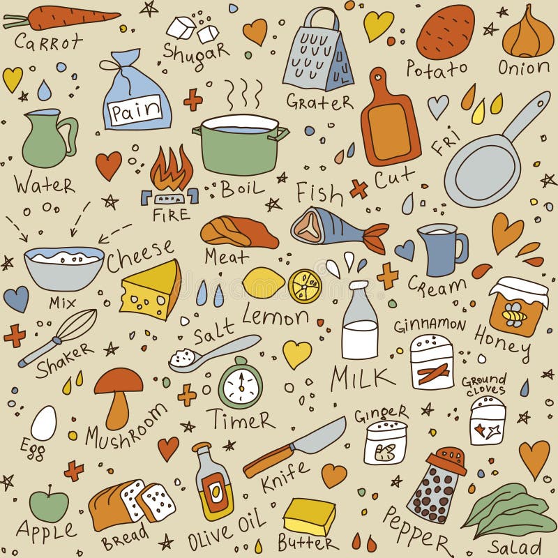 Cooking pattern stock vector. Illustration of cook, hamburger - 11961233