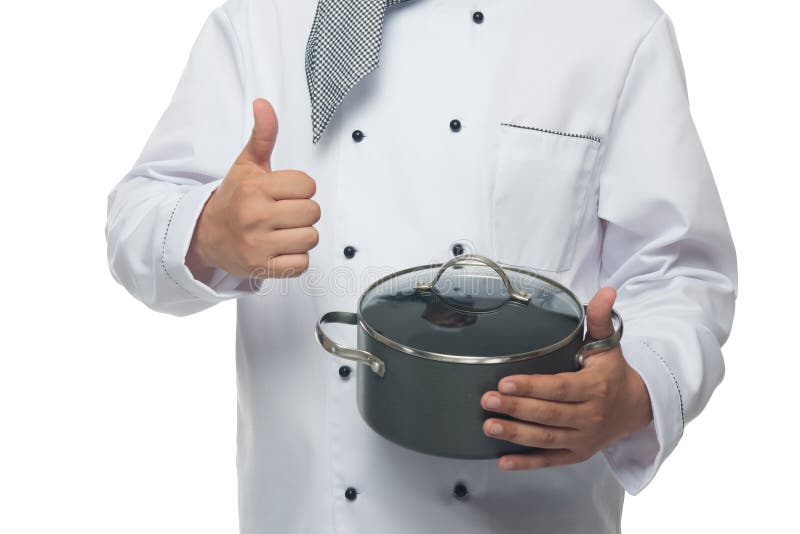 Cook with Pan Showing Thumbs Up Stock Photo - Image of professional ...