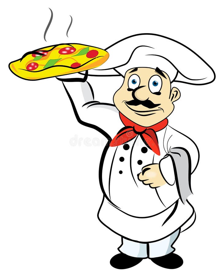 Vector Cartoon Chef with Italian Pizza Stock Vector - Illustration of ...