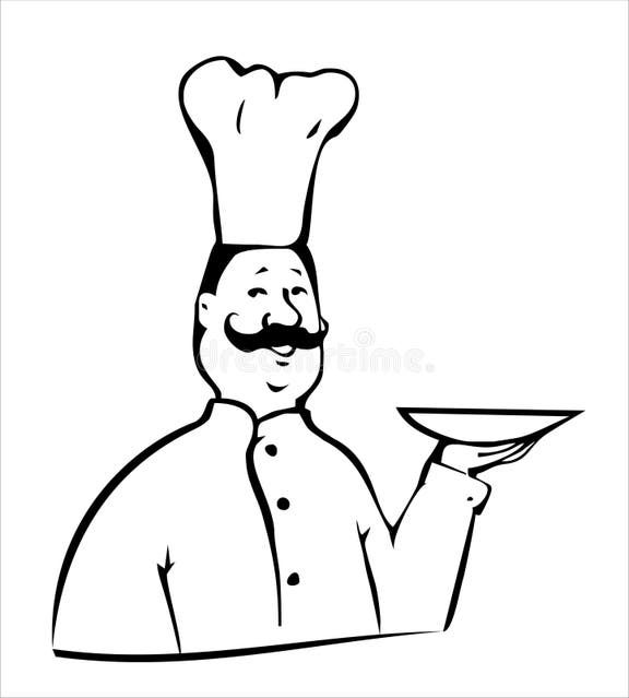 Cook with plate stock vector. Illustration of restaurant - 10068427