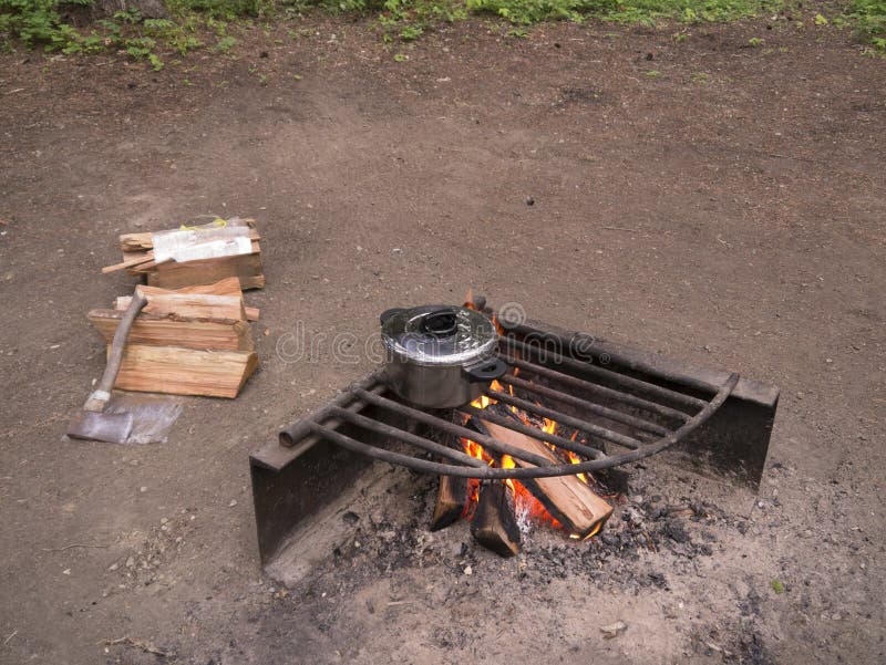 Pot over campfire stock photo. Image of camp, wilderness - 32491122