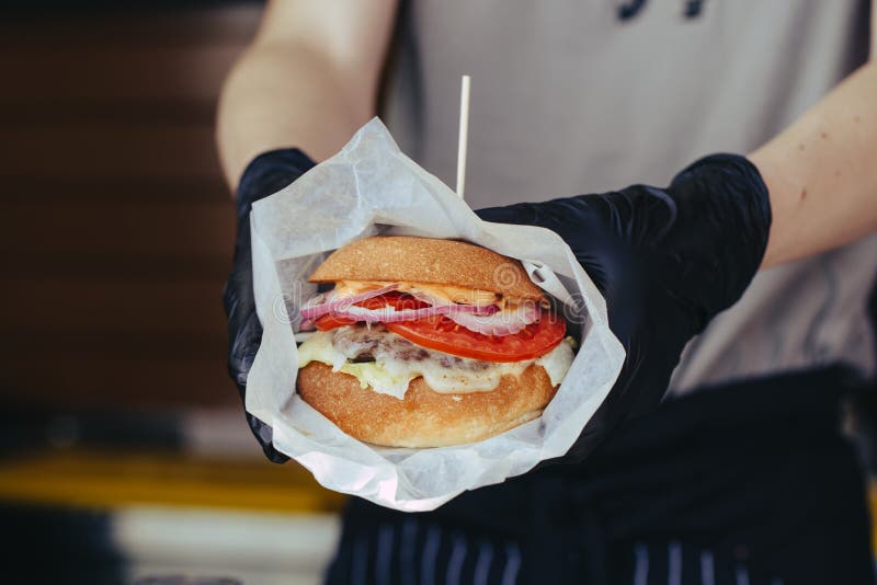 Cook Hands Preparing and Making Hamburger Stock Image - Image of hand ...