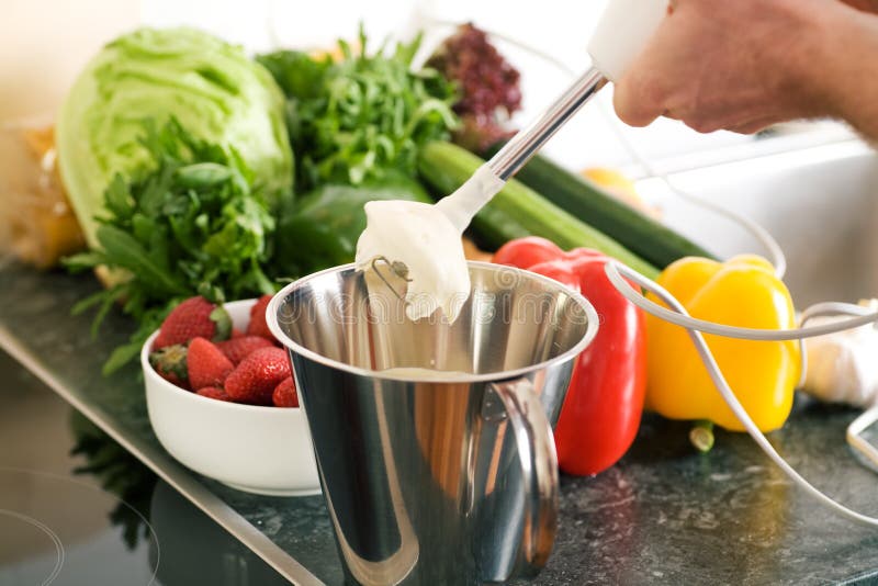 Cook preparing cream stock photo. Image of bowl, home - 14151136