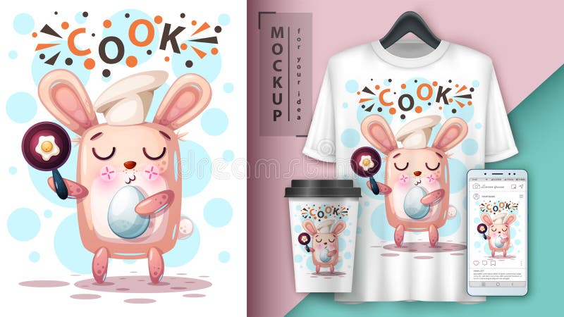 Rabbit-cook stock vector. Illustration of animal, objects - 10859126