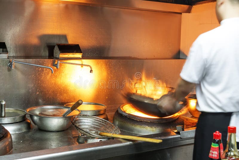 The Cook in the Restaurant Kitchen Work Stock Photo - Image of chef ...