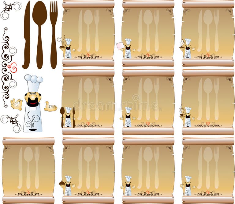 Cartoon Cook Menu Scroll Stock Illustrations – 190 Cartoon Cook Menu ...